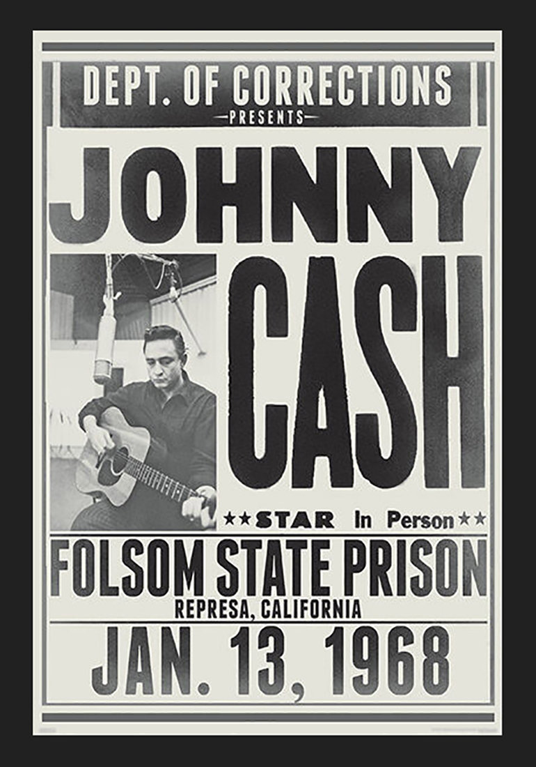Trinx Johnny Cash Department Of Corrections Folsom State Prison Concert Poster Framed On Paper ...